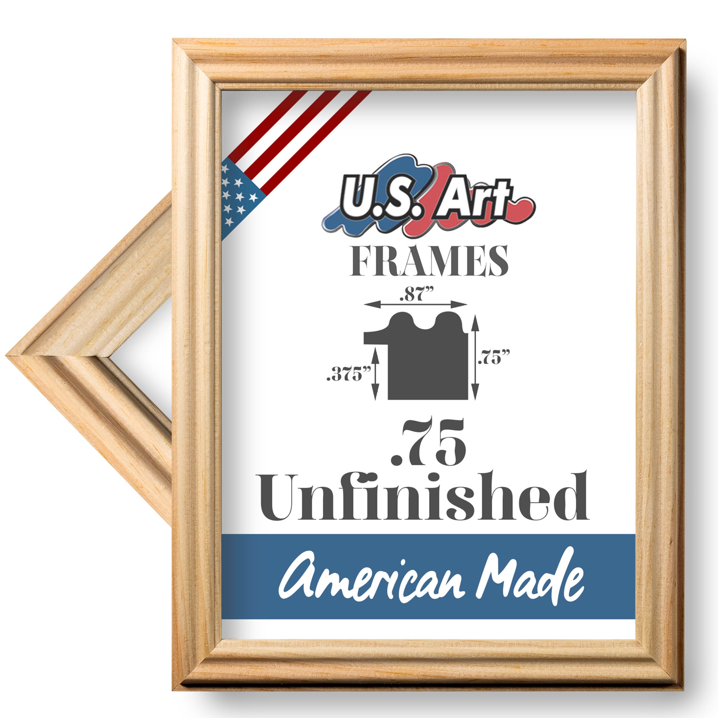 Unfinished Natural .75 in Wood Picture Frame, 100% American Made Solid ...
