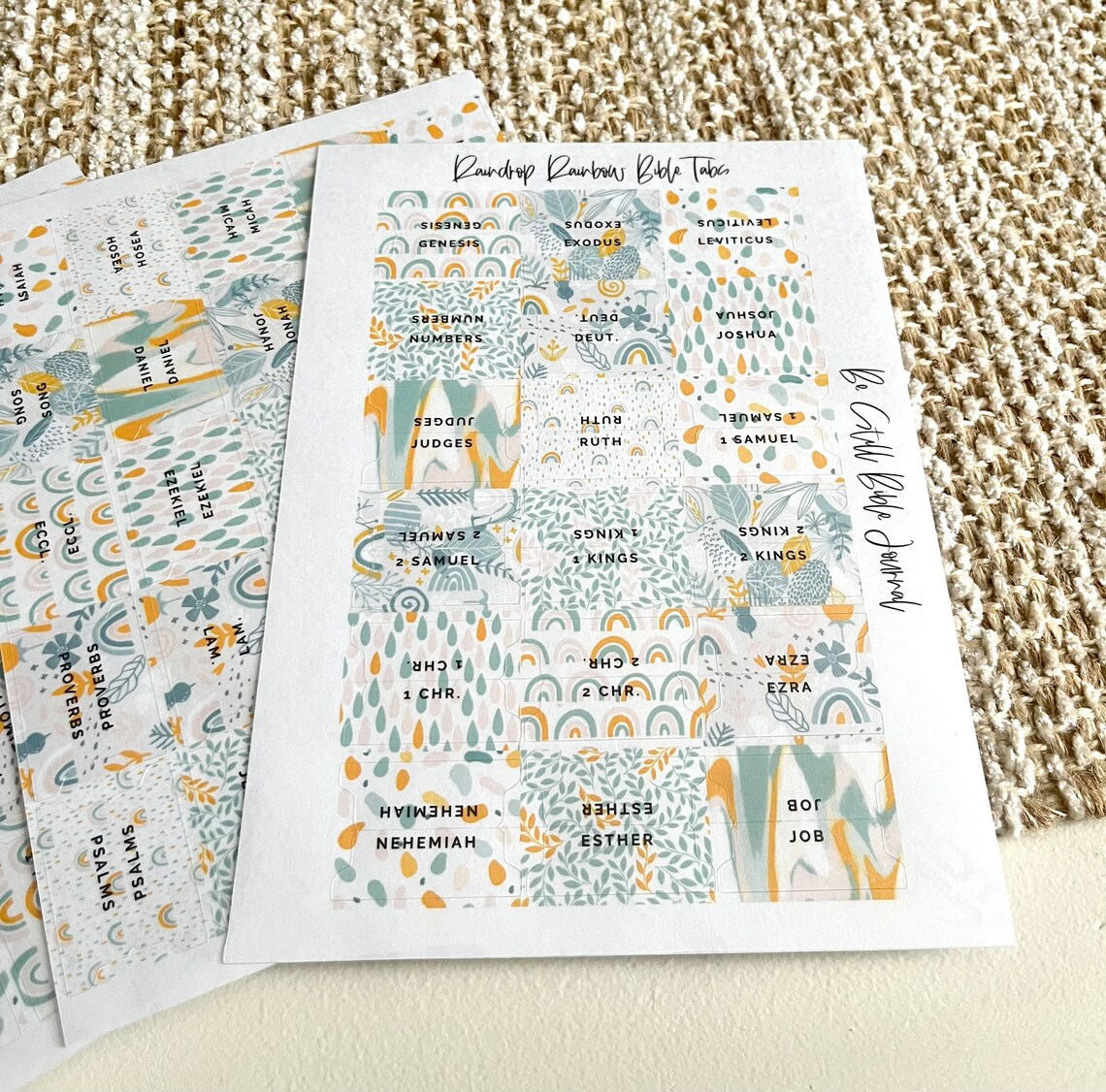 LAMINATED Raindrop Rainbow Bible Tabs Laminated Adhesive - Etsy