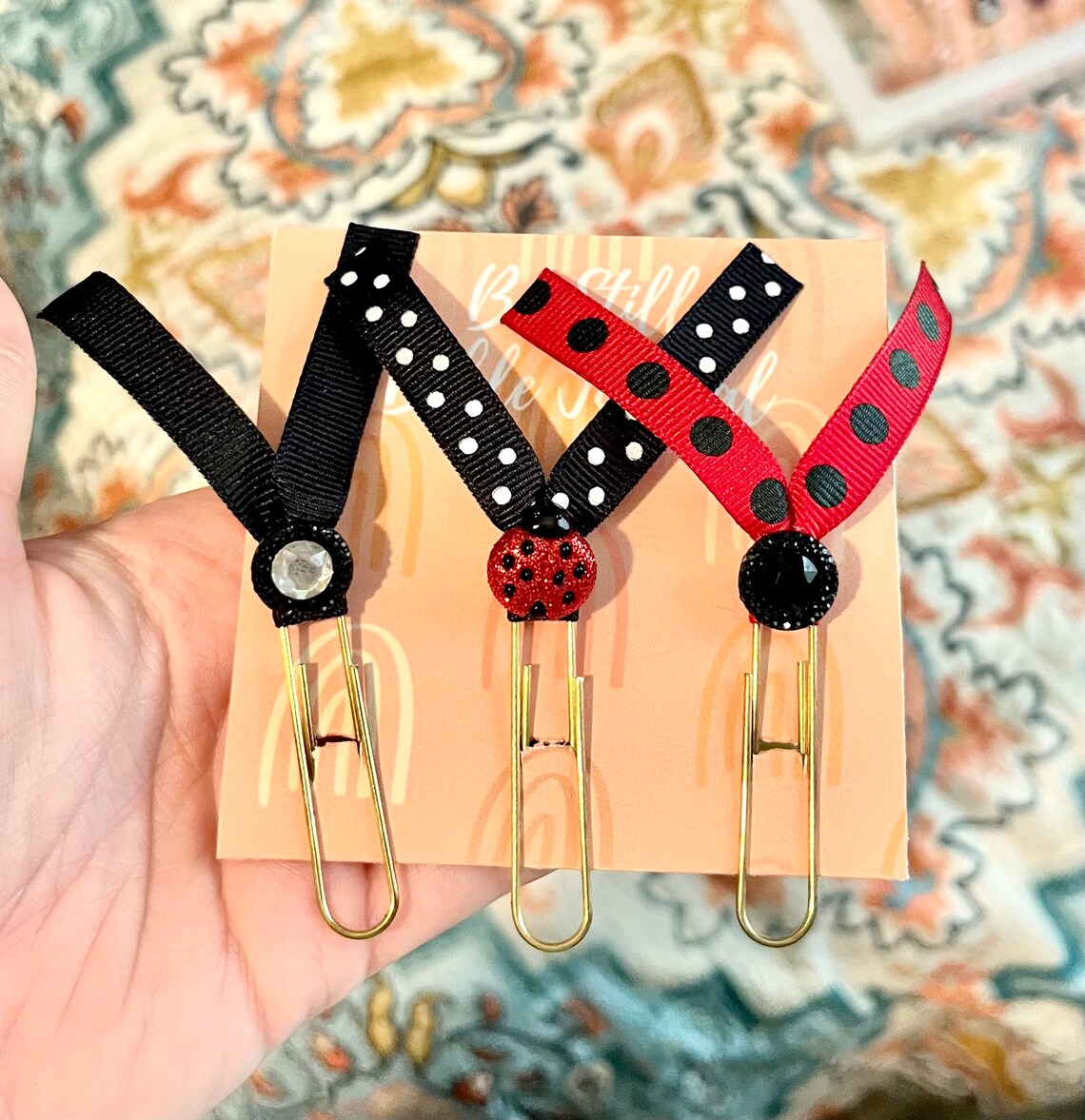 Ladybug Bookmark Set Ribbon Bookmark Set Paper Clip - Etsy