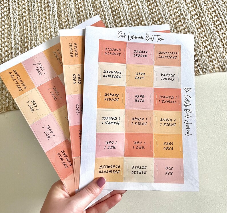 LAMINATED Pink Lemonade Bible Tabs Neutral Bible Tabs - Etsy