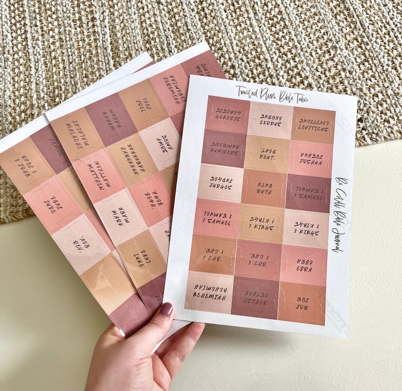 LAMINATED Toasted Plum Bible Tabs Neutral Bible Tabs - Etsy