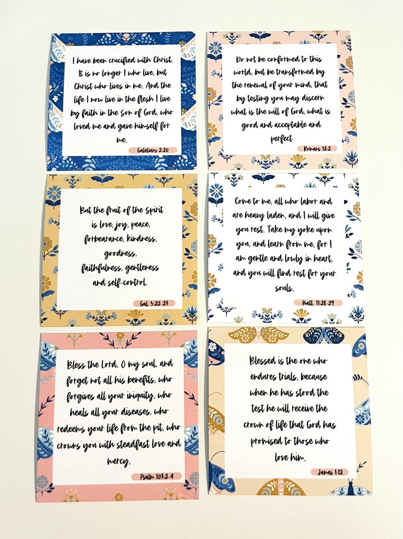 ASSORTED Bible Scripture Cards moths Bible Verse | Etsy