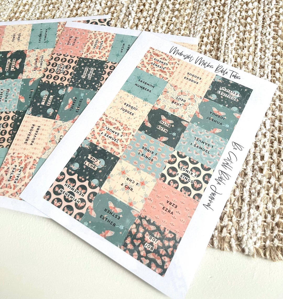 Laminated Midnight Moths Bible Tabs | Boho Theme - Etsy