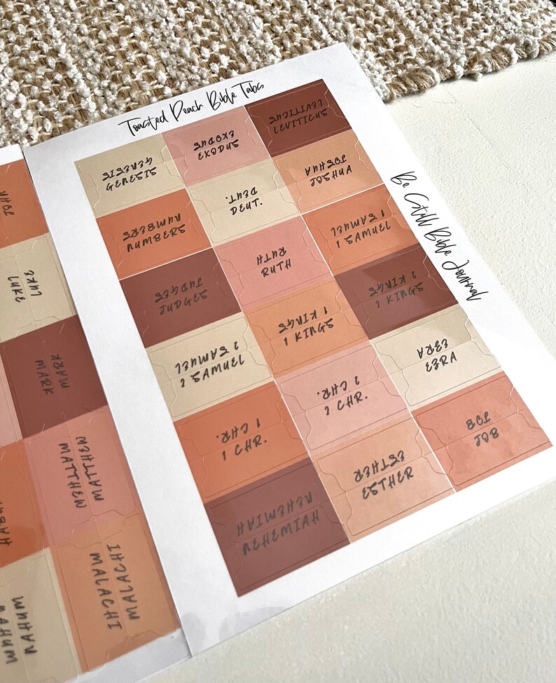 LAMINATED Toasted Peach Tabs Neutral Bible Tabs Laminated - Etsy