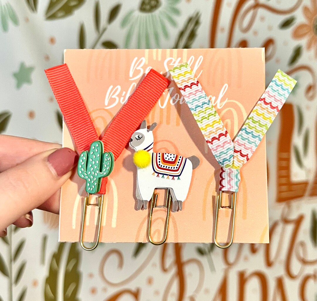 Llama Fiesta Bookmark Set | Ribbon Bookmark Set | Paper Clip Bookmarks ...