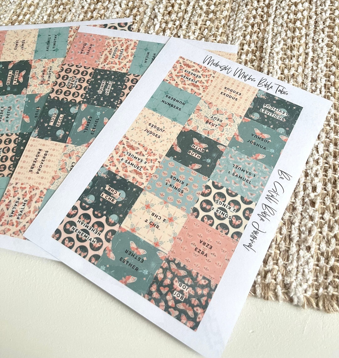 LAMINATED Midnight Moths Bible Tabs | Colorful Bible Tabs | Pretty ...