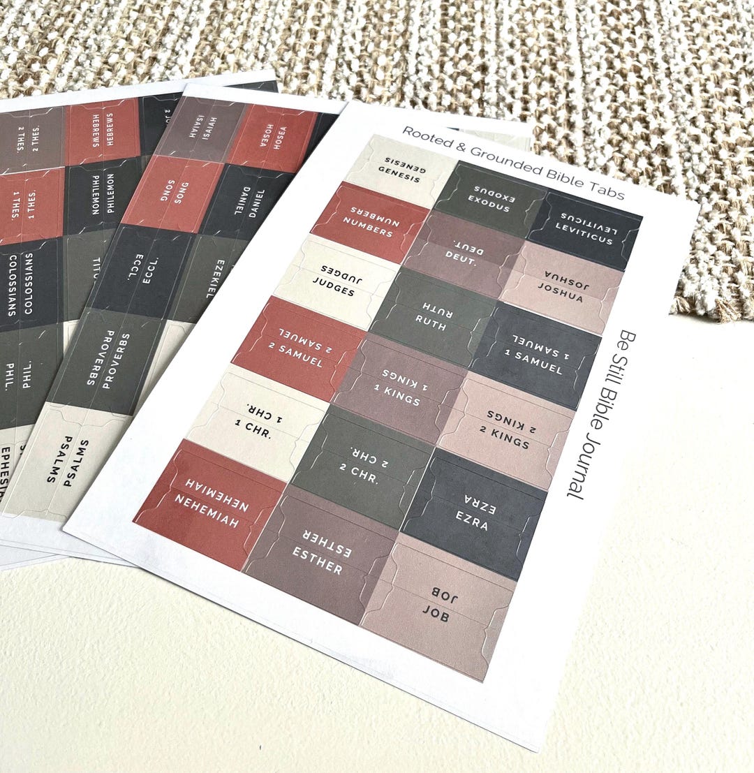 Laminated Rooted and Grounded Bible Tabs | Men's Bible Tabs | Neutral ...