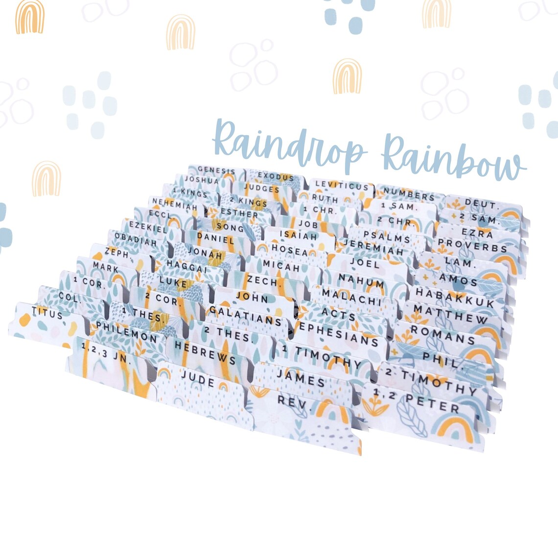 LAMINATED Raindrop Rainbow Bible Tabs Laminated Adhesive - Etsy