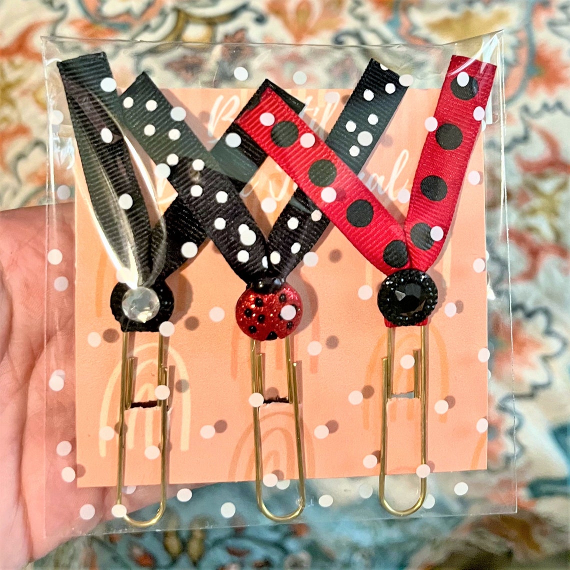 Ladybug Bookmark Set Ribbon Bookmark Set Paper Clip - Etsy