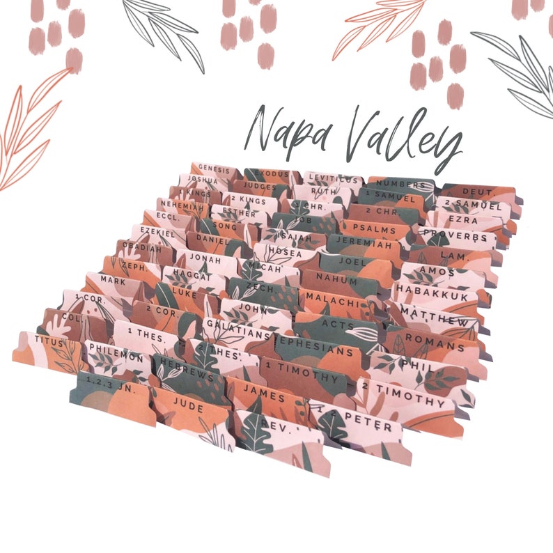 LAMINATED Napa Valley Bible Tabs Green and Burgundy Bible - Etsy