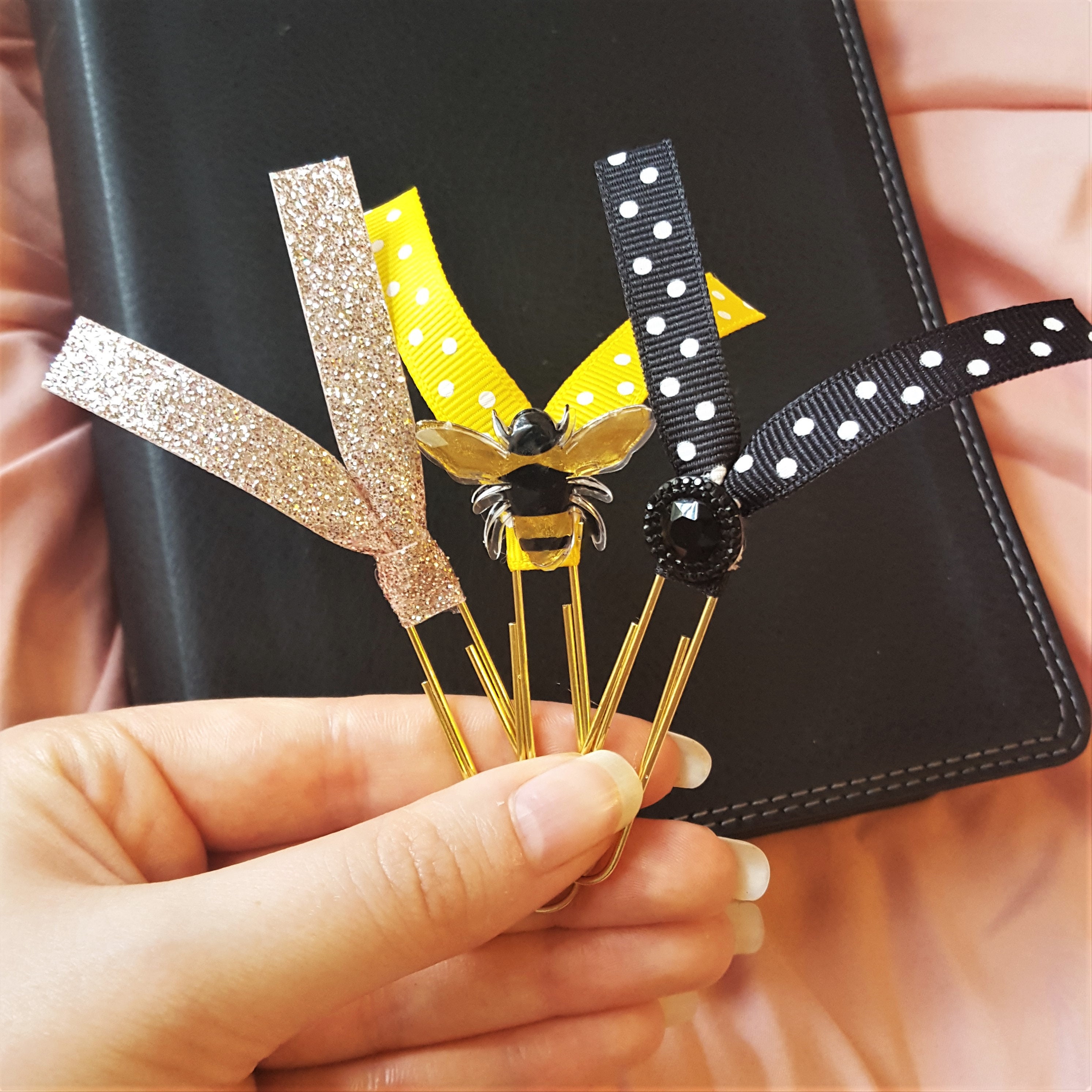 Bumble Bee Bookmark Set Ribbon Bookmark Set Paper Clip - Etsy