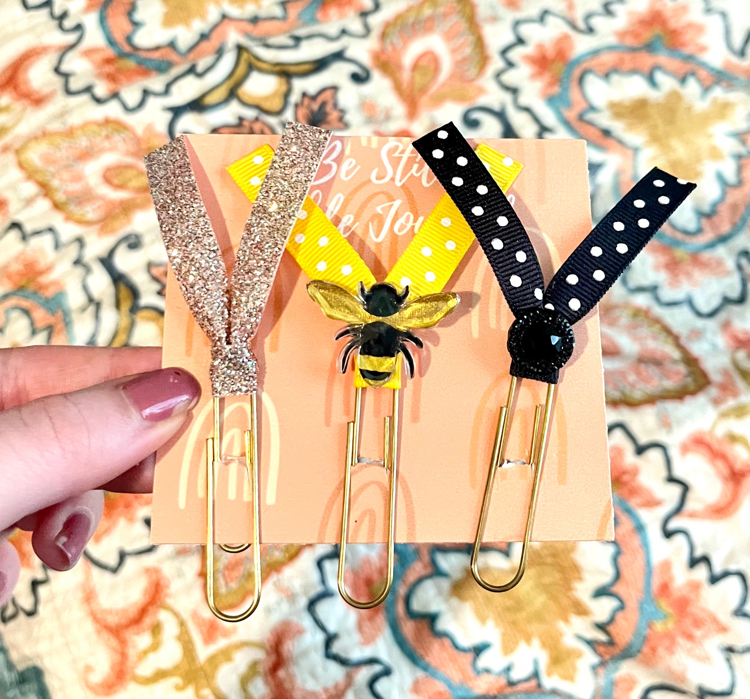 Bumble Bee Bookmark Set Ribbon Bookmark Set Paper Clip - Etsy
