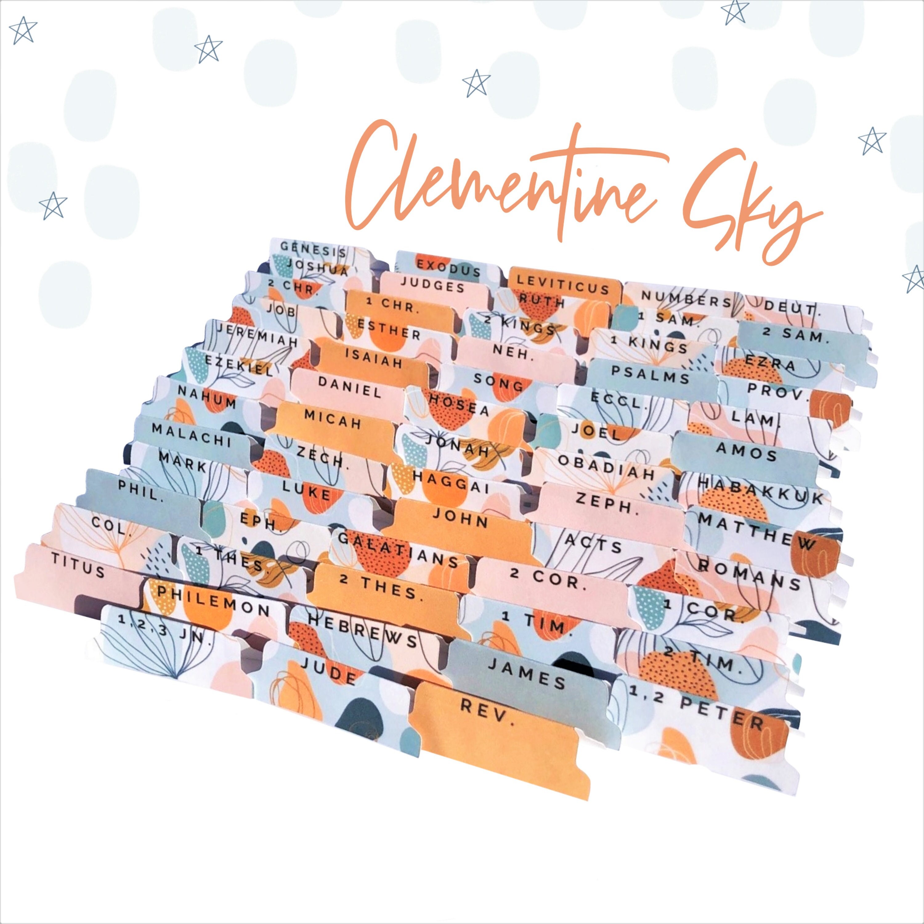 LAMINATED Clementine Sky Bible Tabs Laminated Bible Tabs - Etsy
