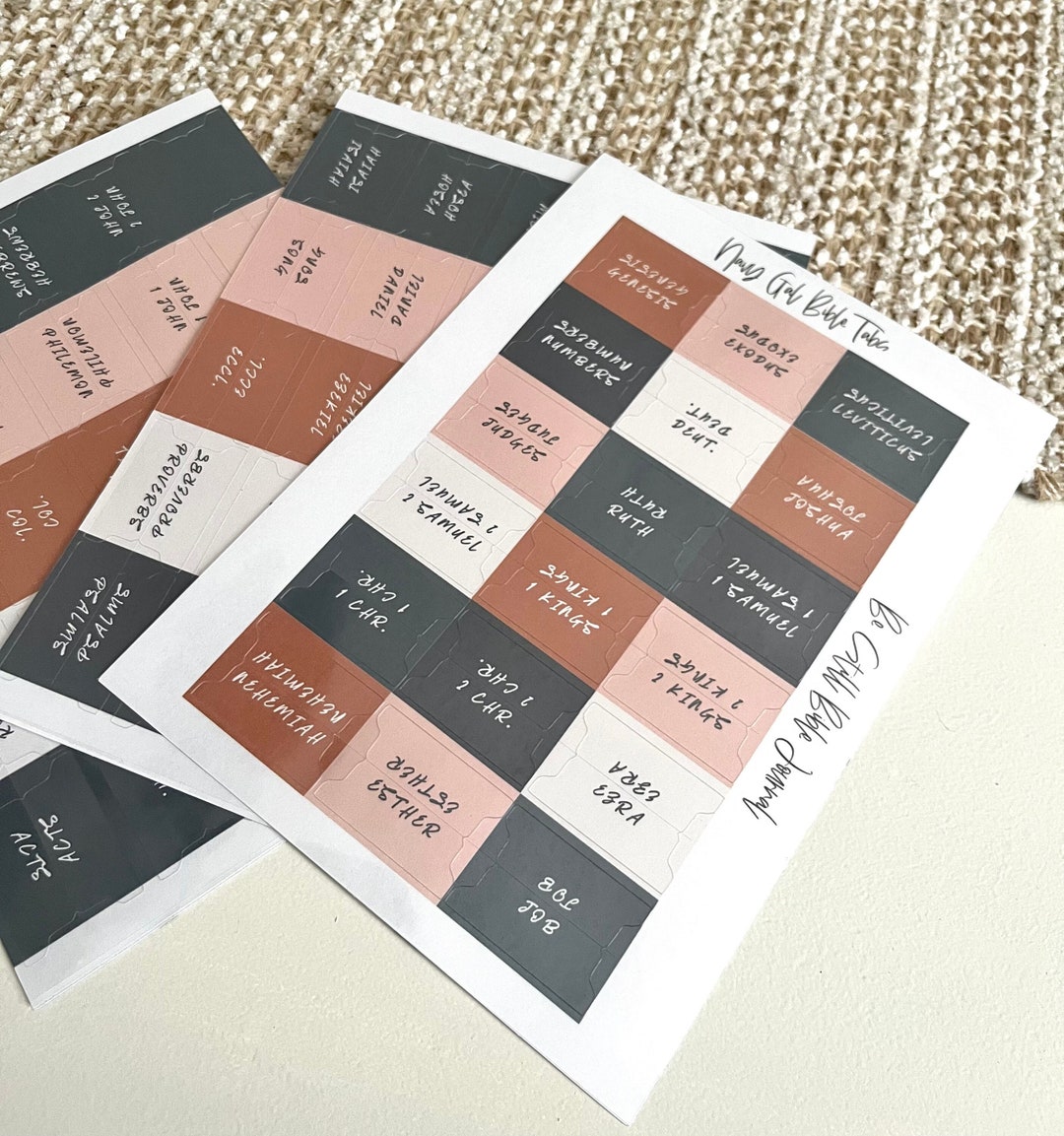 LAMINATED Navy Gal Bible Tabs | Neutral Bible Tabs | Laminated Adhesive ...