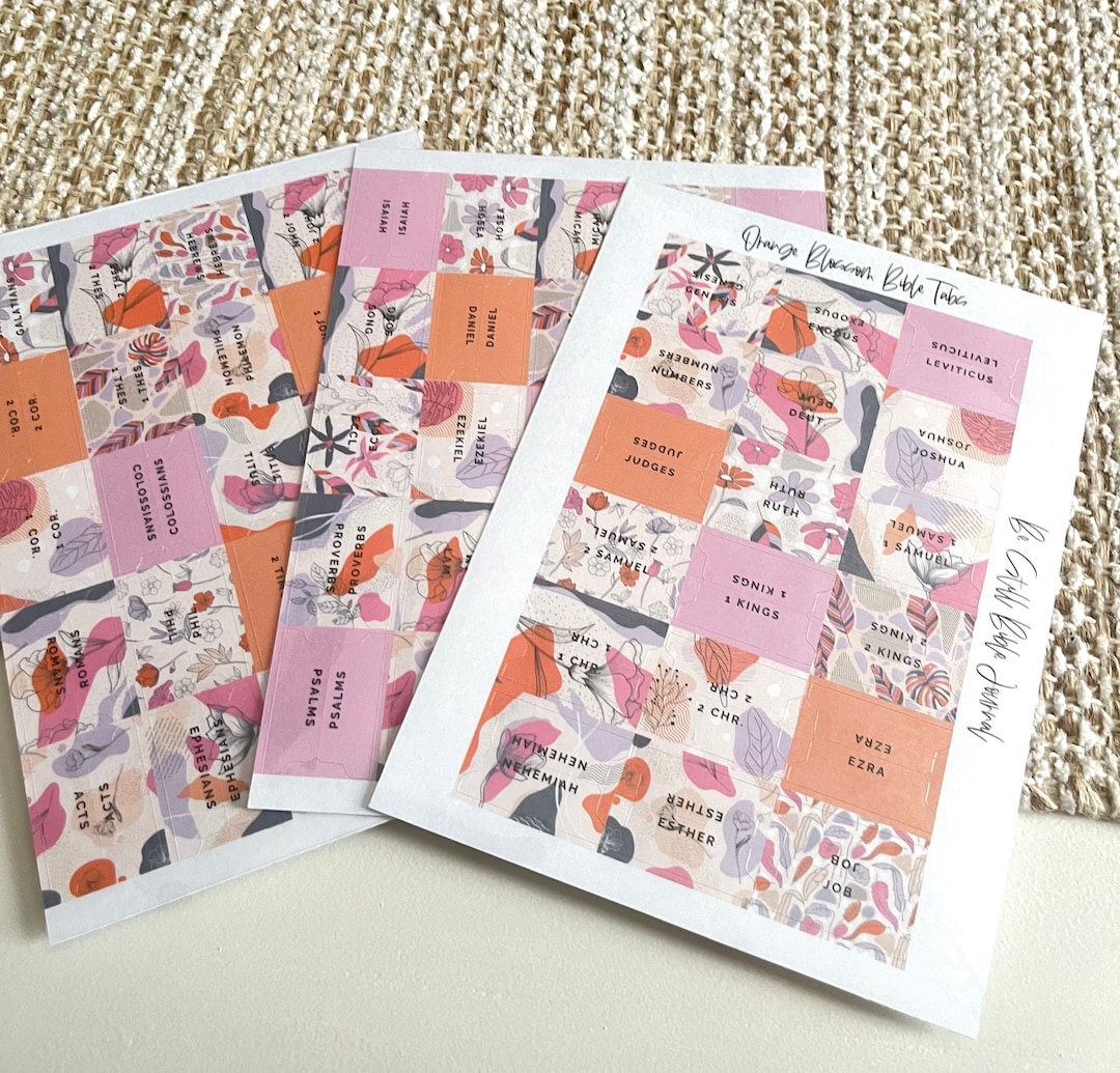 LAMINATED Orange Blossom Bible Tabs | Adhesive Bible Tabs | Orange and ...