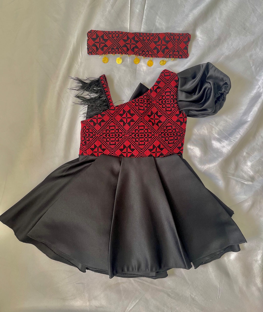 Baby Girl Tatreez Dress Puff Sleeves Traditional Tatreez Dress Baby ...