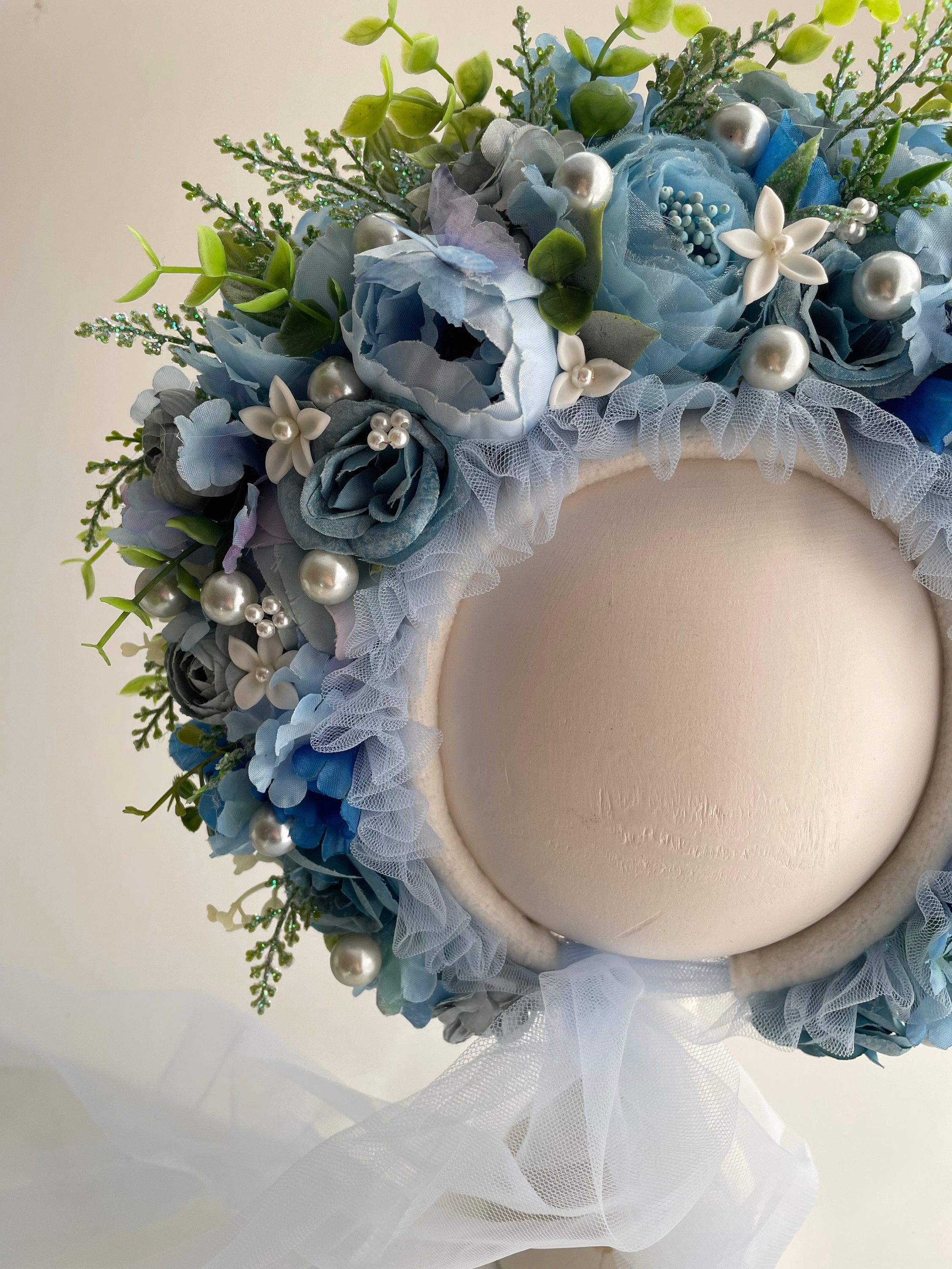 Floral Bonnet, Baby Floral Bonnet, Blue Sitter Bonnet , 1 Year Bonnet ...