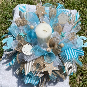 Beach Centerpiece, Beach Wreath, Beach Decor, Beach Deco Mesh ...