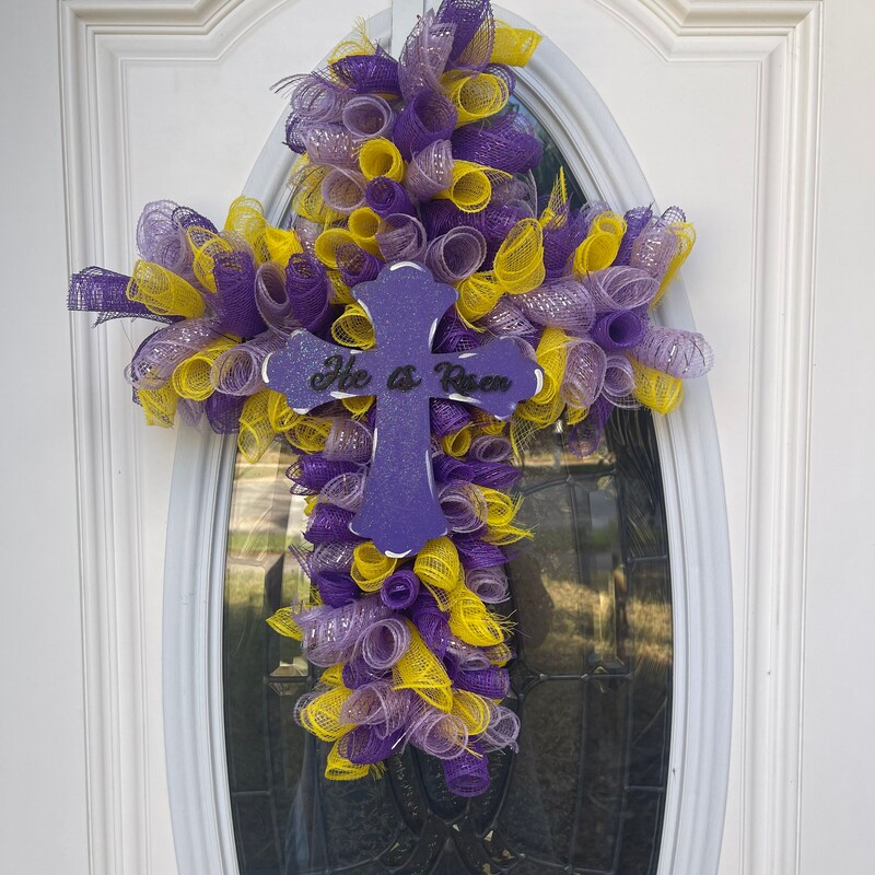 Deco Mesh Cross Wreath - Etsy