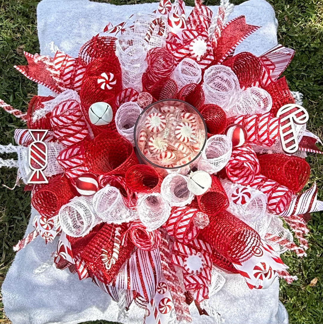 Peppermint Centerpiece, Christmas Centerpiece, Candy-cane Centerpiece ...