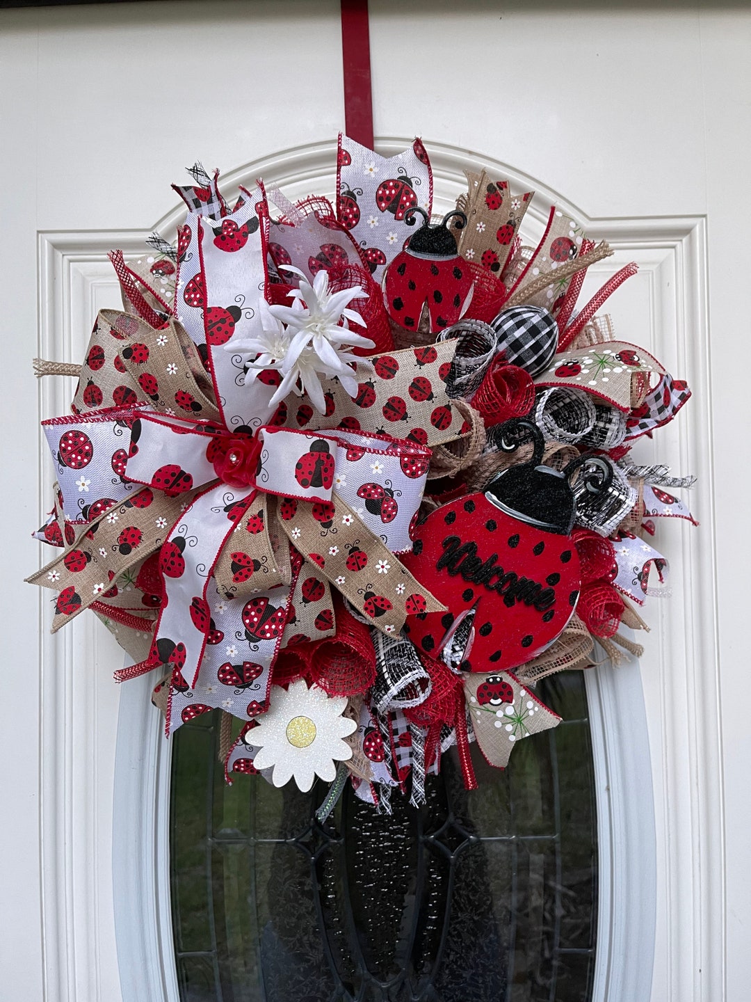 Lady Bug Wreath, Lady Bug Themed Wreath, Lady Bug Decor, Lady Bug ...