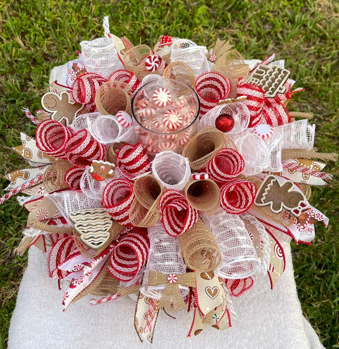 Gingerbread Centerpiece Peppermint Centerpiece, Christmas Centerpiece ...
