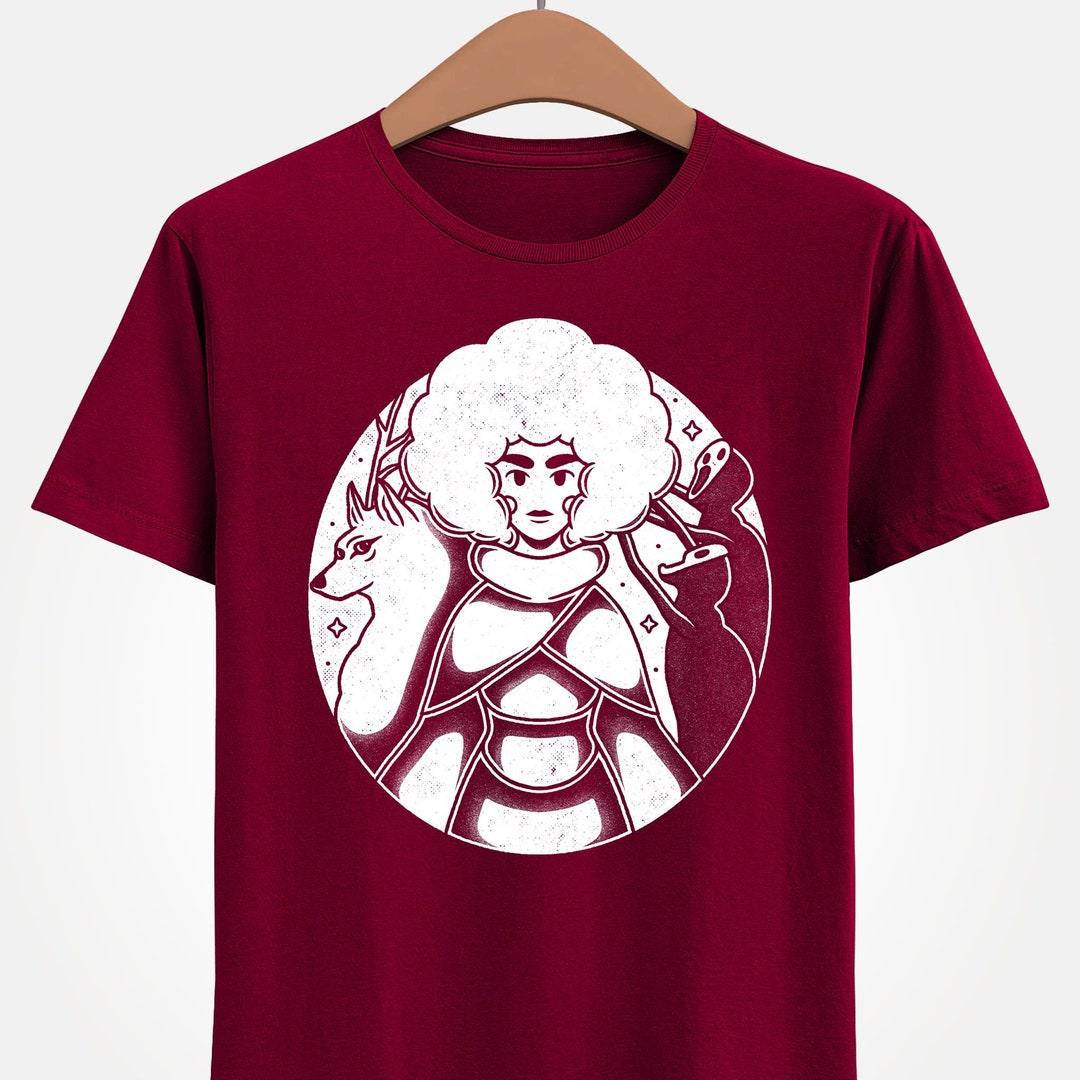 Young Woman & Curious Wolf Unisex T-shirt - Neva - Wolf - Alba - GRIS ...