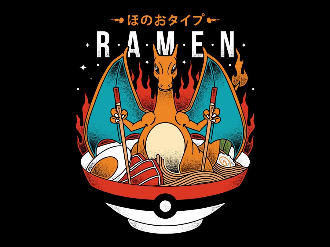 Charizard Fire Ramen Anime Manga Vector Shirt Design T-shirt Printing ...