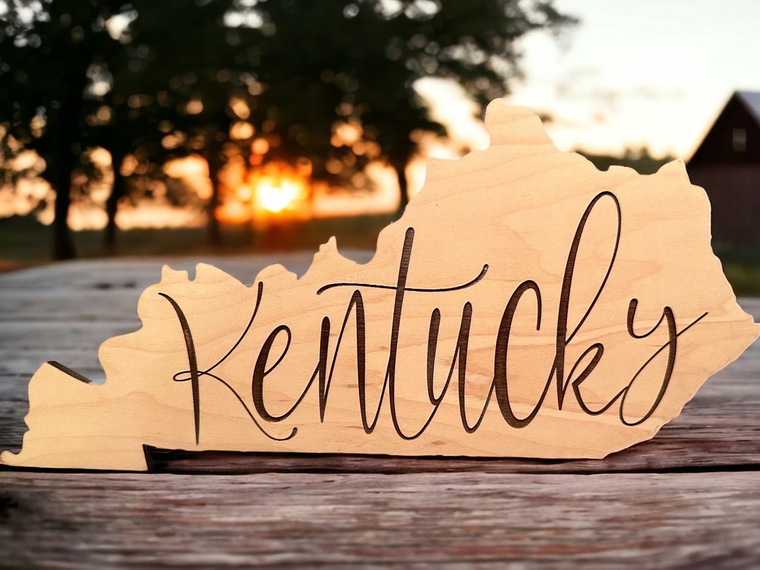 Kentucky State Shaped Sign Engraved With Home . Table Top Decor. Laser ...