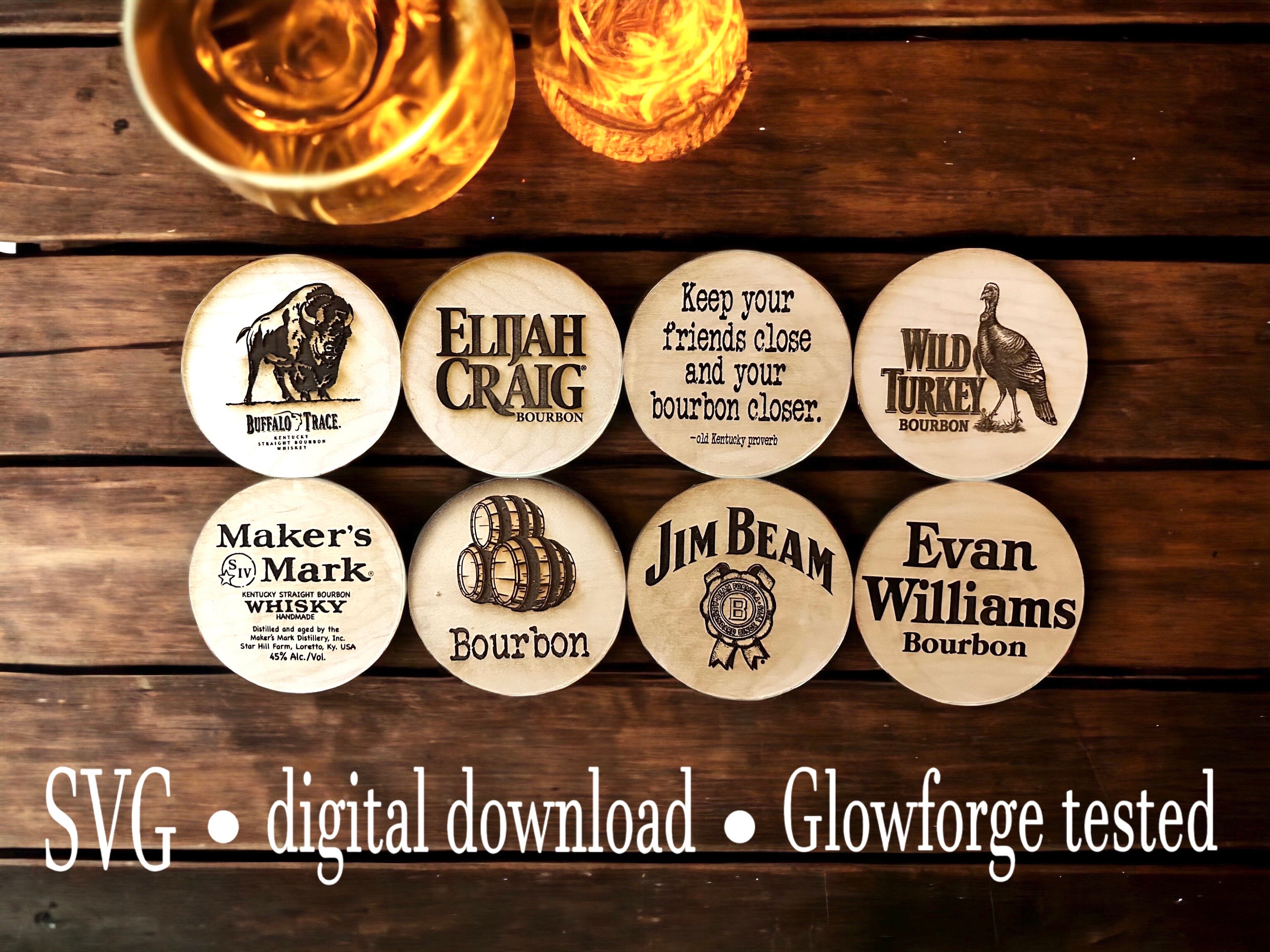 Kentucky Bourbon Whiskey Coaster Set Decor. Jim Beam. Maker's Mark SVG ...