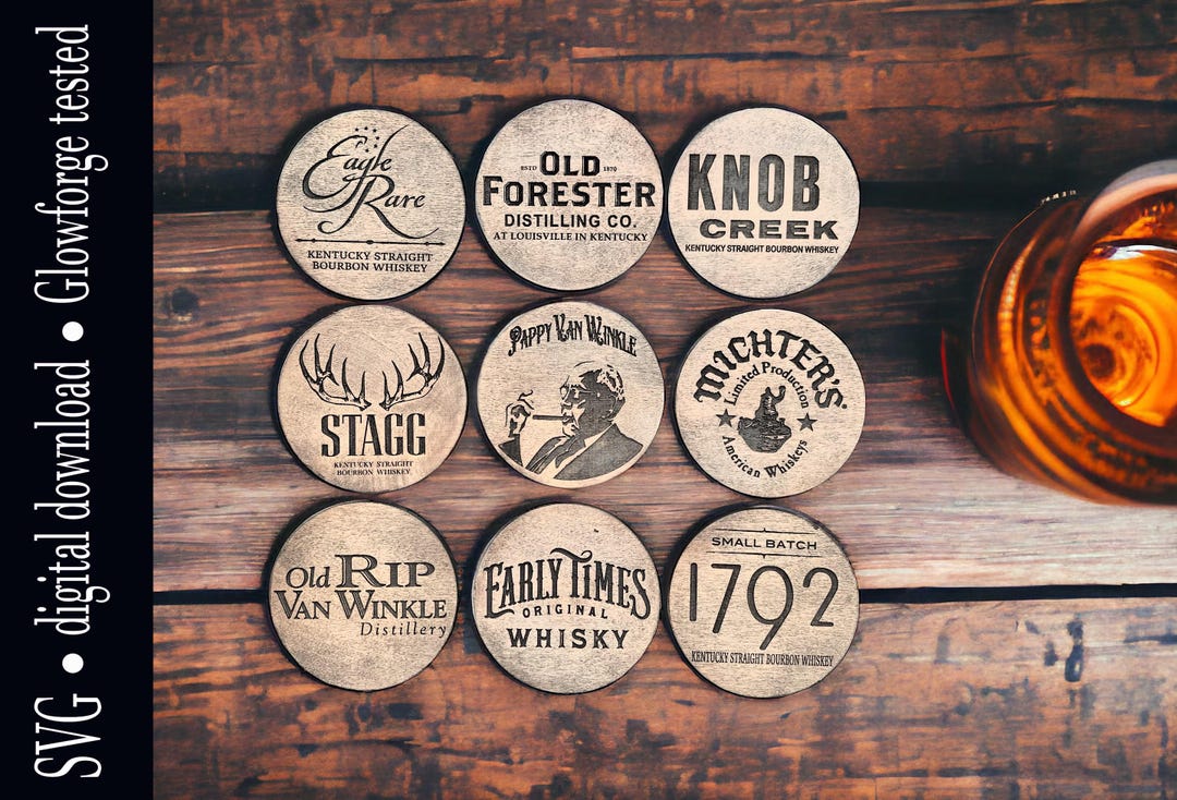 Knob Creek Stagg Bourbon Whiskey Coaster Set Decor. Pappy Van Winkle ...