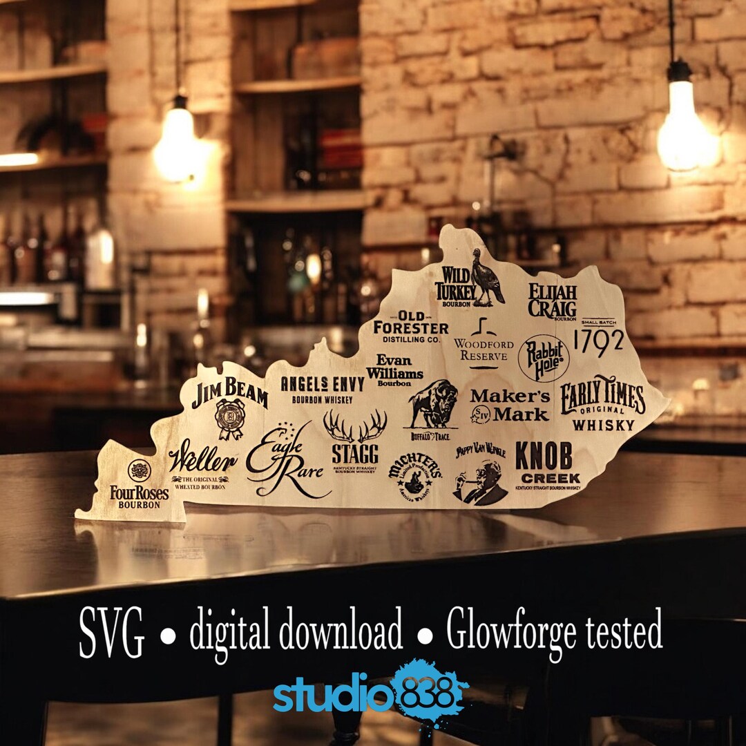 Kentucky Bourbon Whiskey State Shaped Sign Set. Jim Beam. Maker's Mark ...