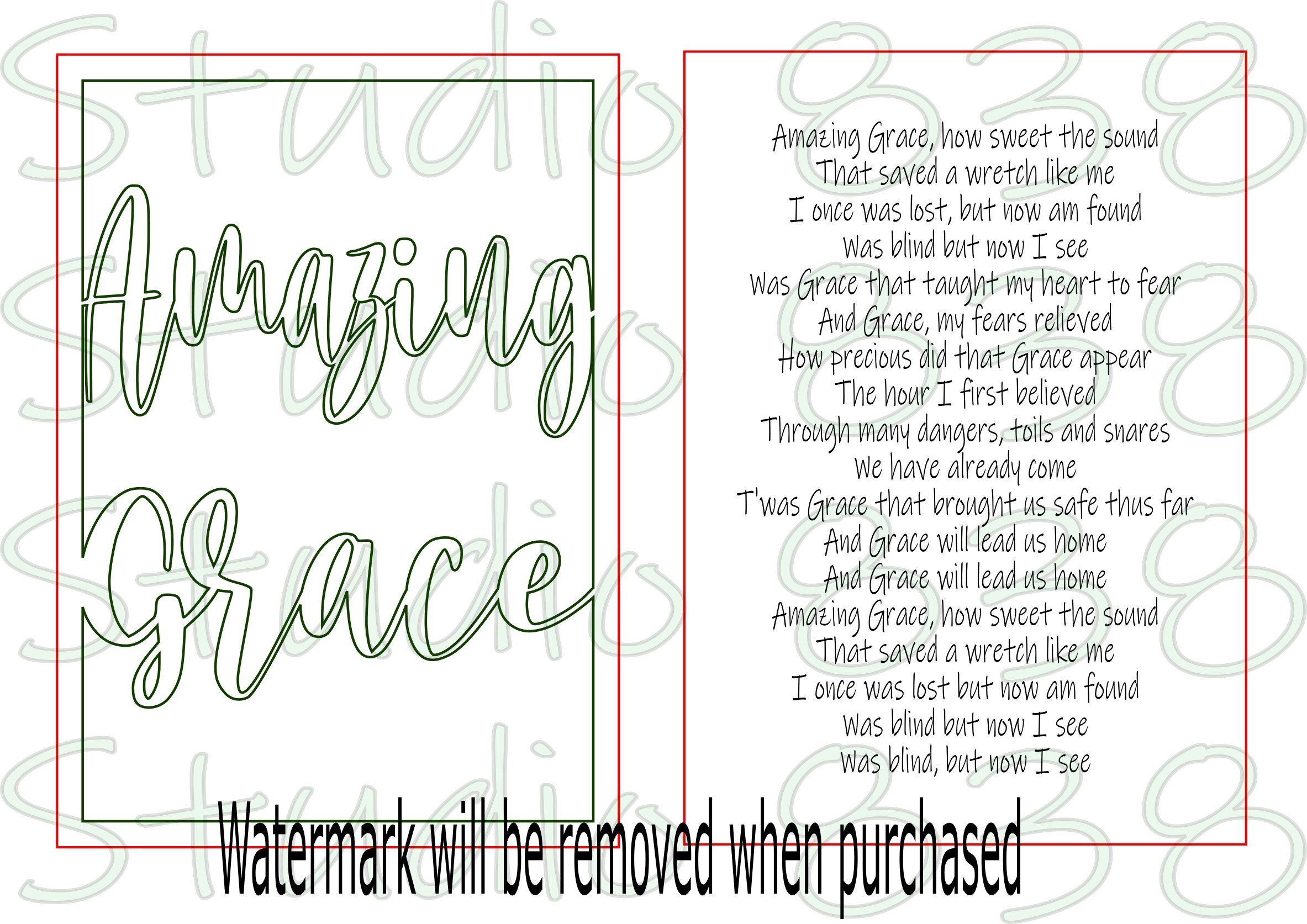 Amazing Grace Hymn Cut Out Over Lyrics Sign. SVG Cut File Digital ...