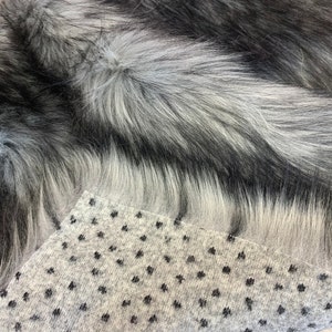 New ( Gray ) Husky Faux Fur Fabric by the Yard_ Shaggy Long Pile Fake ...