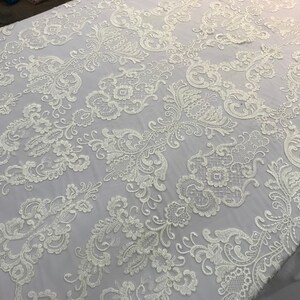 Ivory Design Embroidered Mesh Lace Fabric by the Yard for Wedding/prom ...