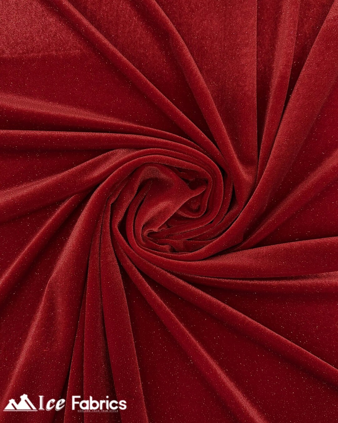 Red Velvet Fabric by the Yard Shiny Glitter Spandex Fabric on Stretch ...