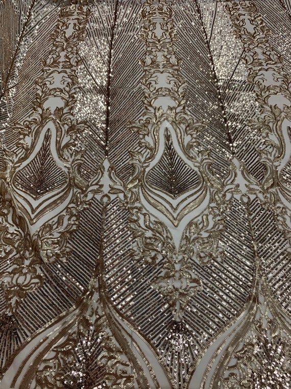 Light Gold Spandex Fabric 4 Way Stretch Sequin Fabric by the | Etsy