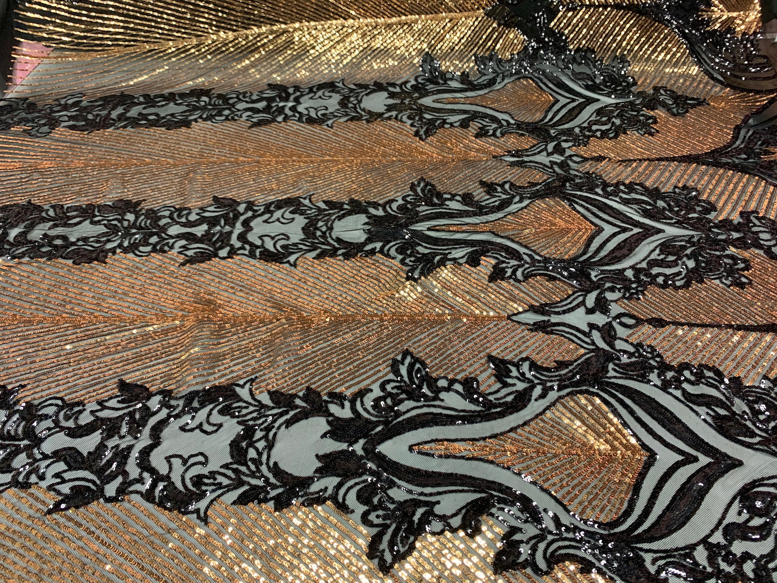 Black Gold Spandex Fabric 4 Way Stretch Sequin Fabric by the - Etsy
