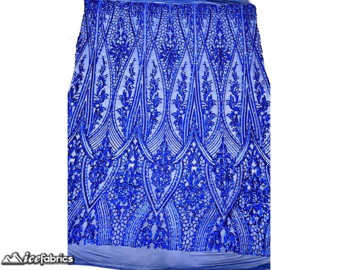 Elizabeth Embroidery Sequin Fabric by the Yard | 4 Way Stretch Fabric ...