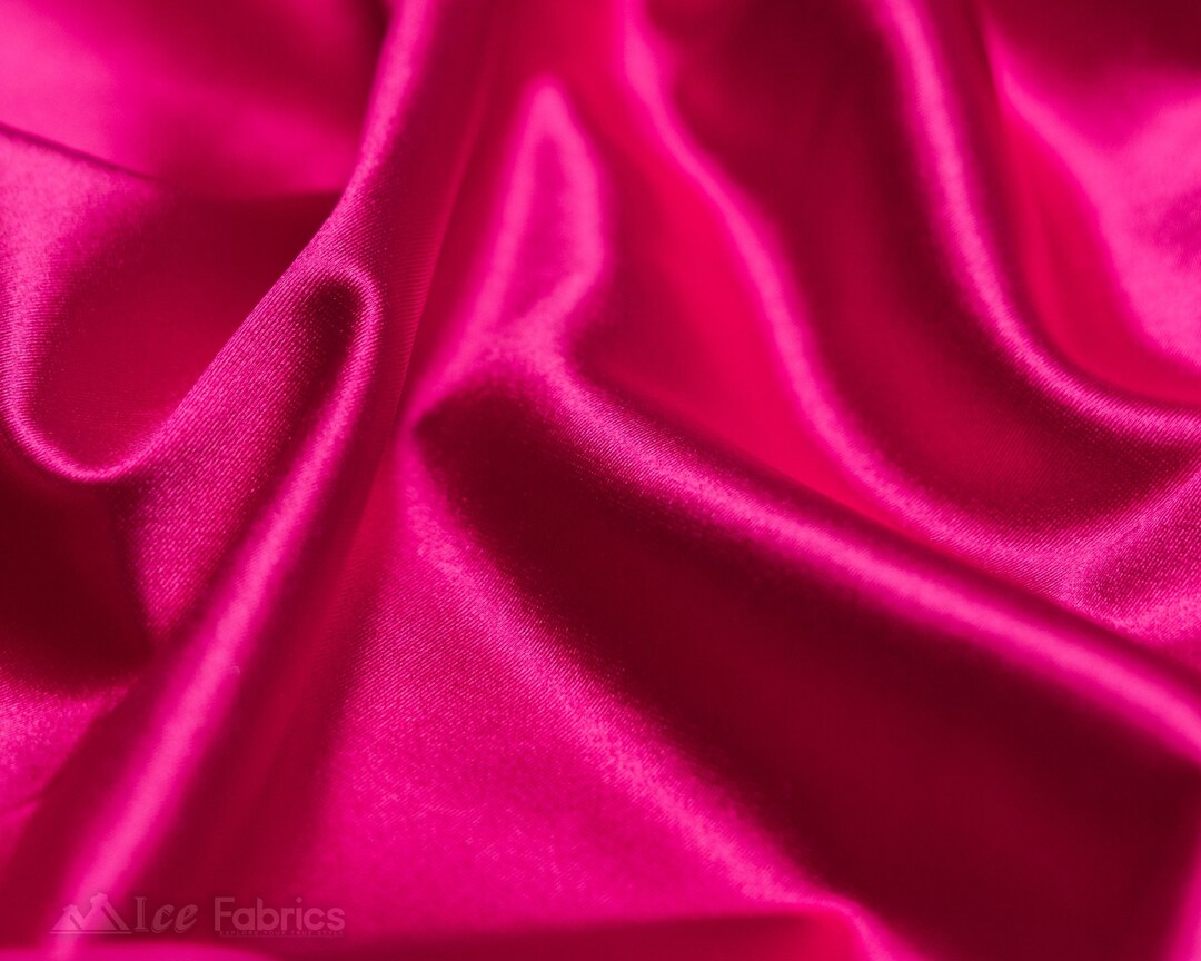 Hot Pink 4 Way Stretch Silky Spandex Satin Fabric by the Yard | Shiny ...