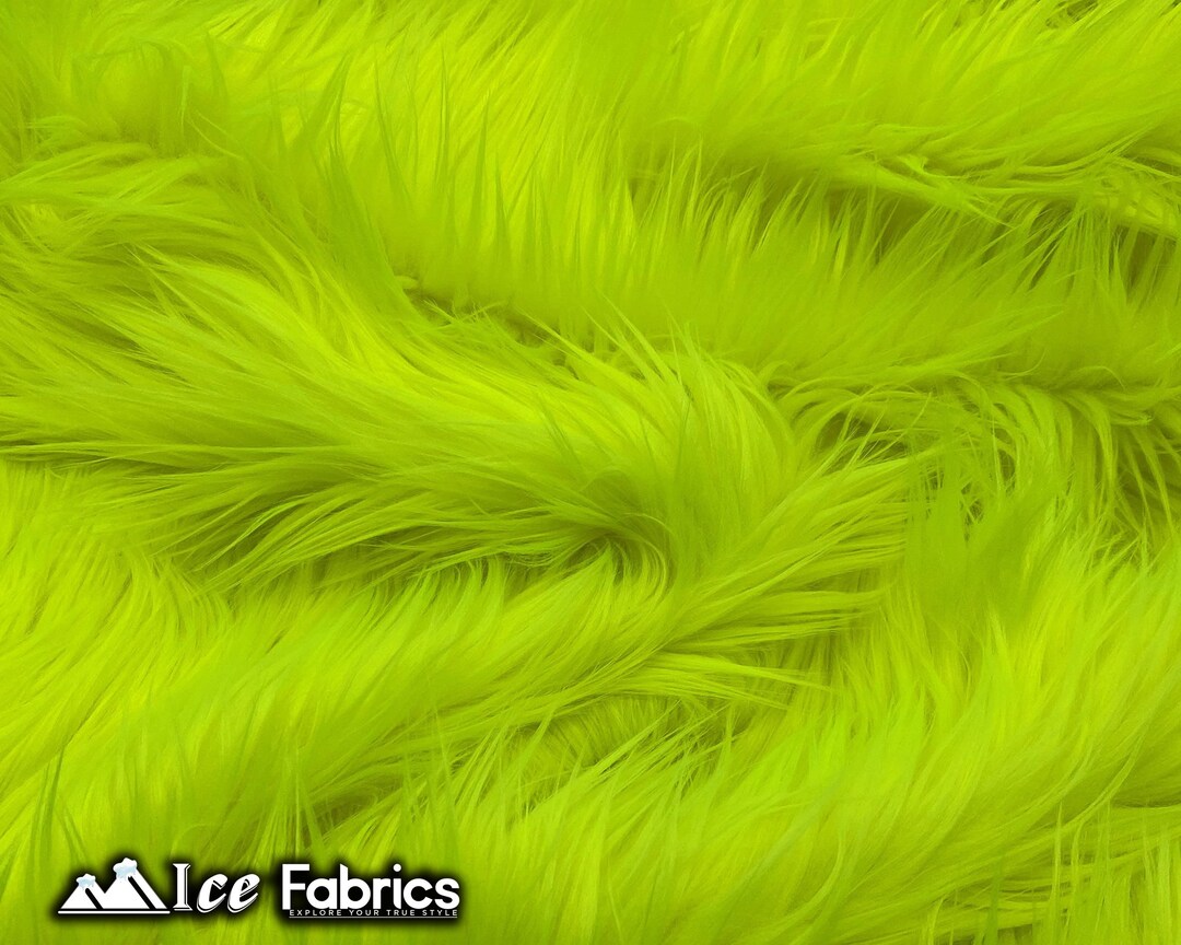 Neon Yellow Shaggy Mohair Animal Long Pile Faux Fur Fabric by the Yard ...