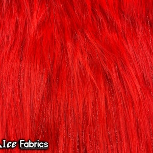 Tinsel Shaggy Long Pile Faux Fur Fabric by the Yard | Red | 60” Wide - Etsy