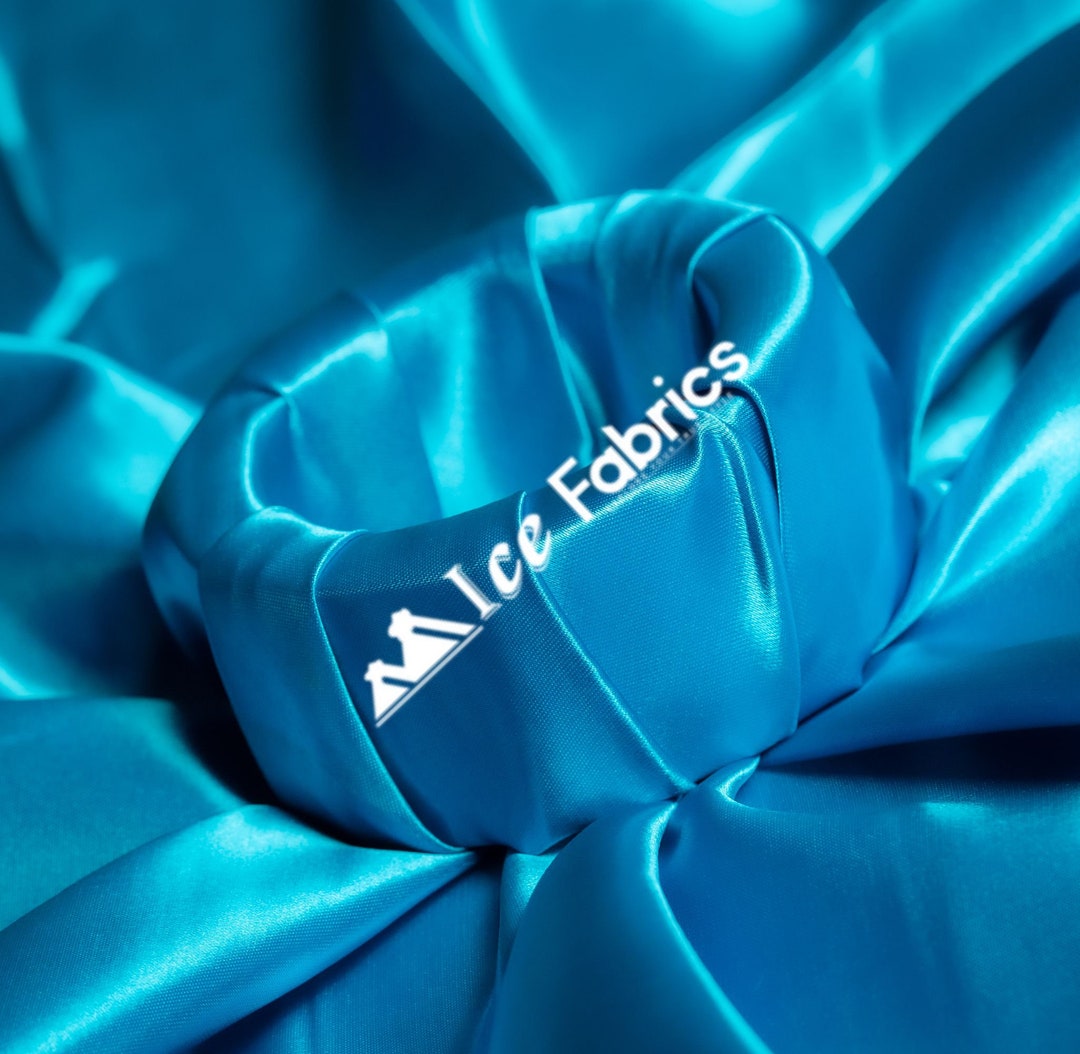Turquoise Shiny Thick Satin Fabric by the Yard Bridal Satin Fabric (60 ...