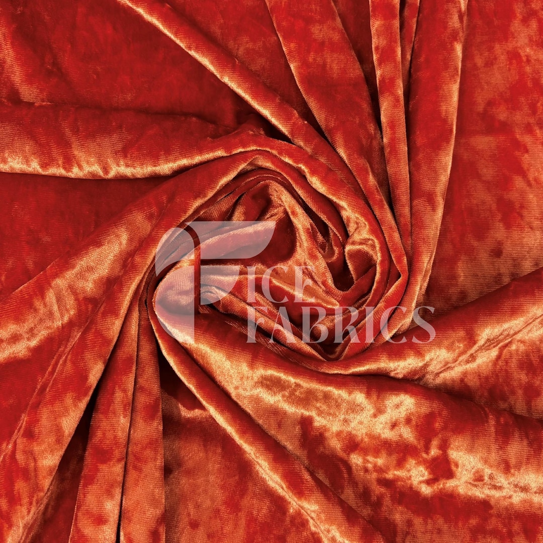 Orange Stretch Crushed Velvet Fabric by the Yard - 60/62" Wide Velvety ...