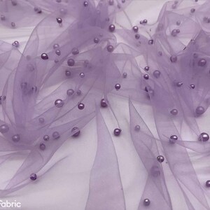 New Lavender Pearl Beaded Fabric on a Soft Tulle by the Yard ...