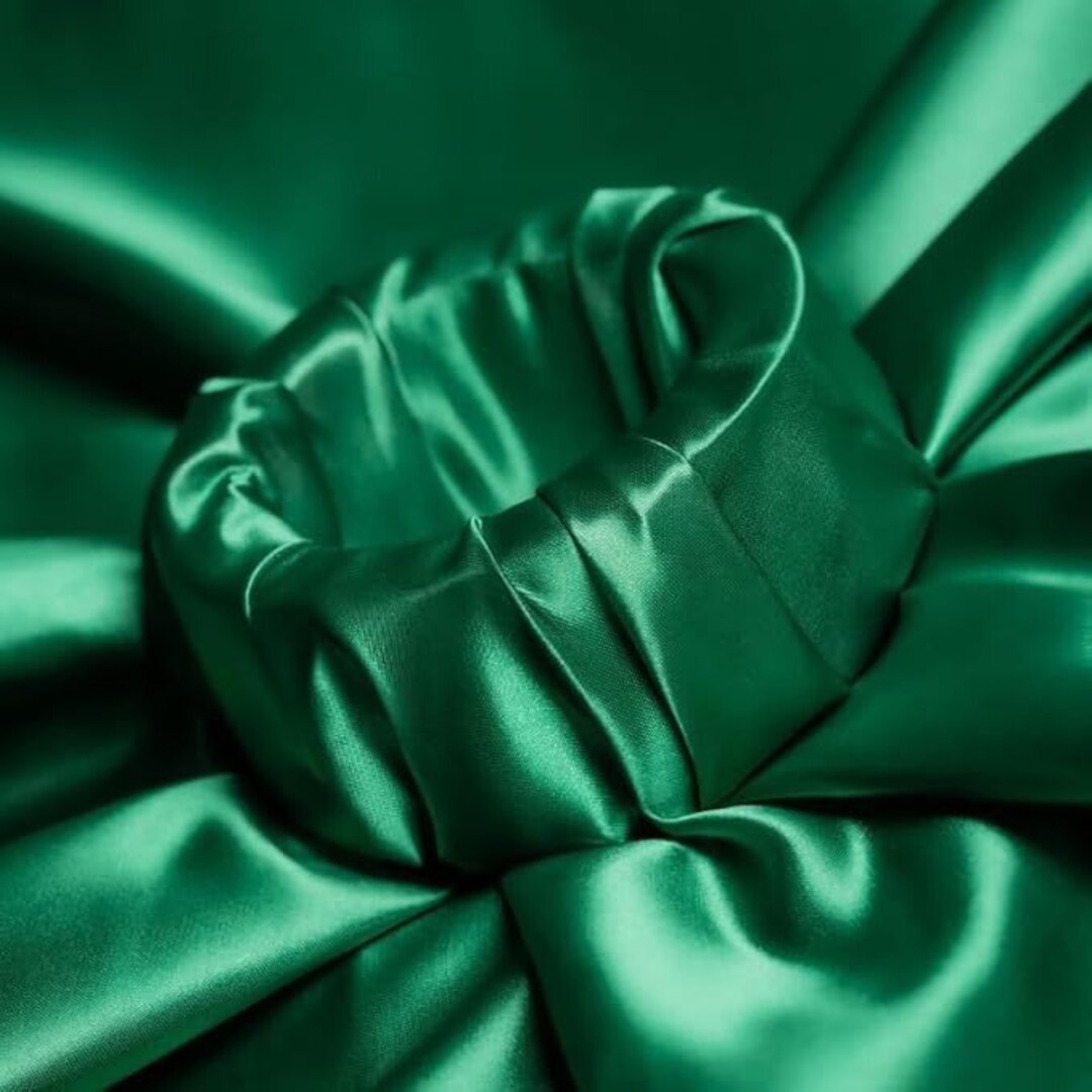 Bridal Satin Hunter Green Shiny Satin Fabric by the Yard Thick Satin ...