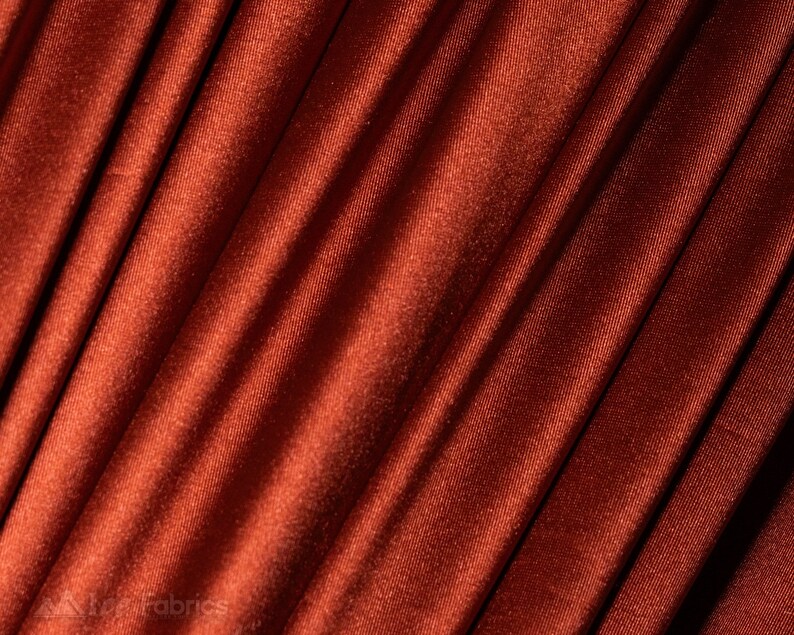 Rust 4 Way Stretch Silky Spandex Satin Fabric by the Yard | Shiny Satin ...