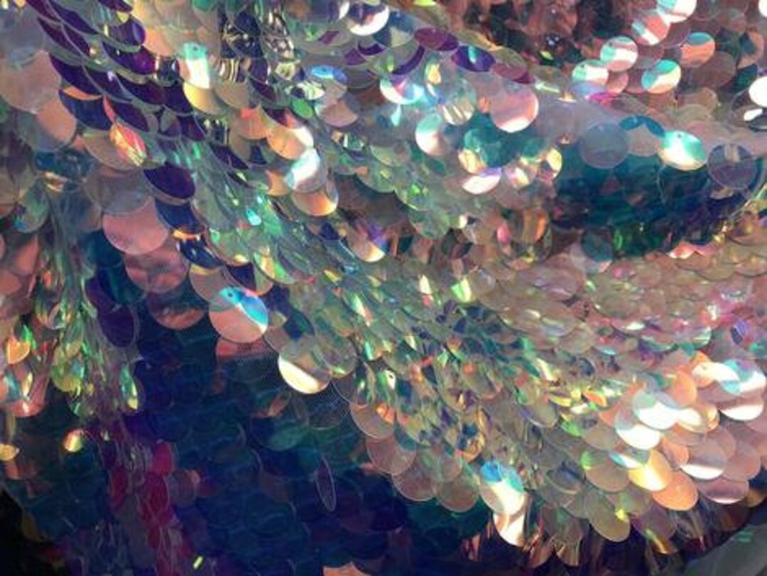 2020 Sequins Iridescent Mesh Sequins Hologram Fabric Sold by the Yard ...