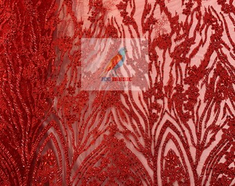 Red Beaded Fabric | Etsy