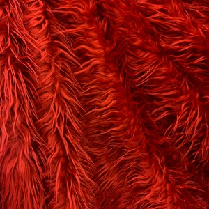 Red- Canadian Faux Fur Fabric by the Yard- Mongolian Long Pile Fur ...